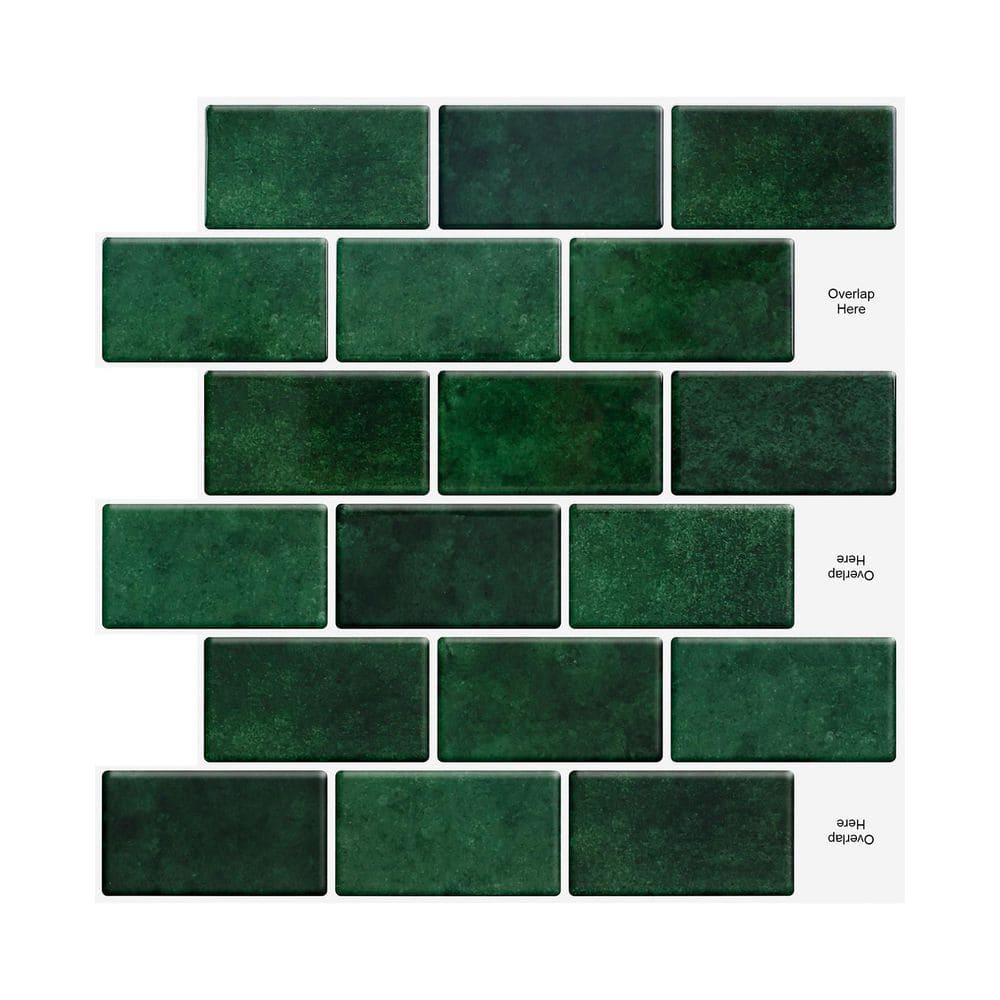 ilemong Green Peel and Stick Backsplash Tile 12" x 12" Self-Adhesive ...