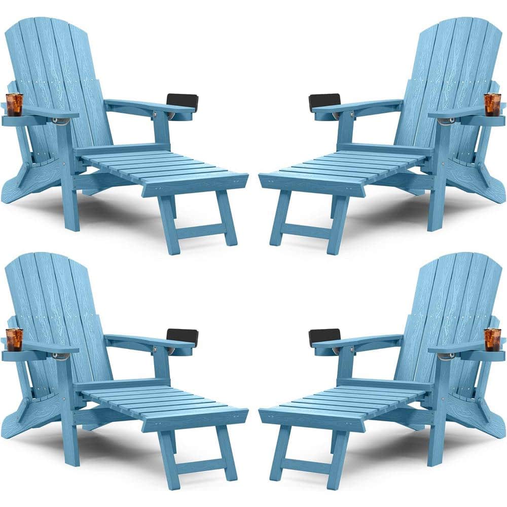 Reviews for Mximu Blue Outdoor Folding Adirondack Chair with Integrated ...