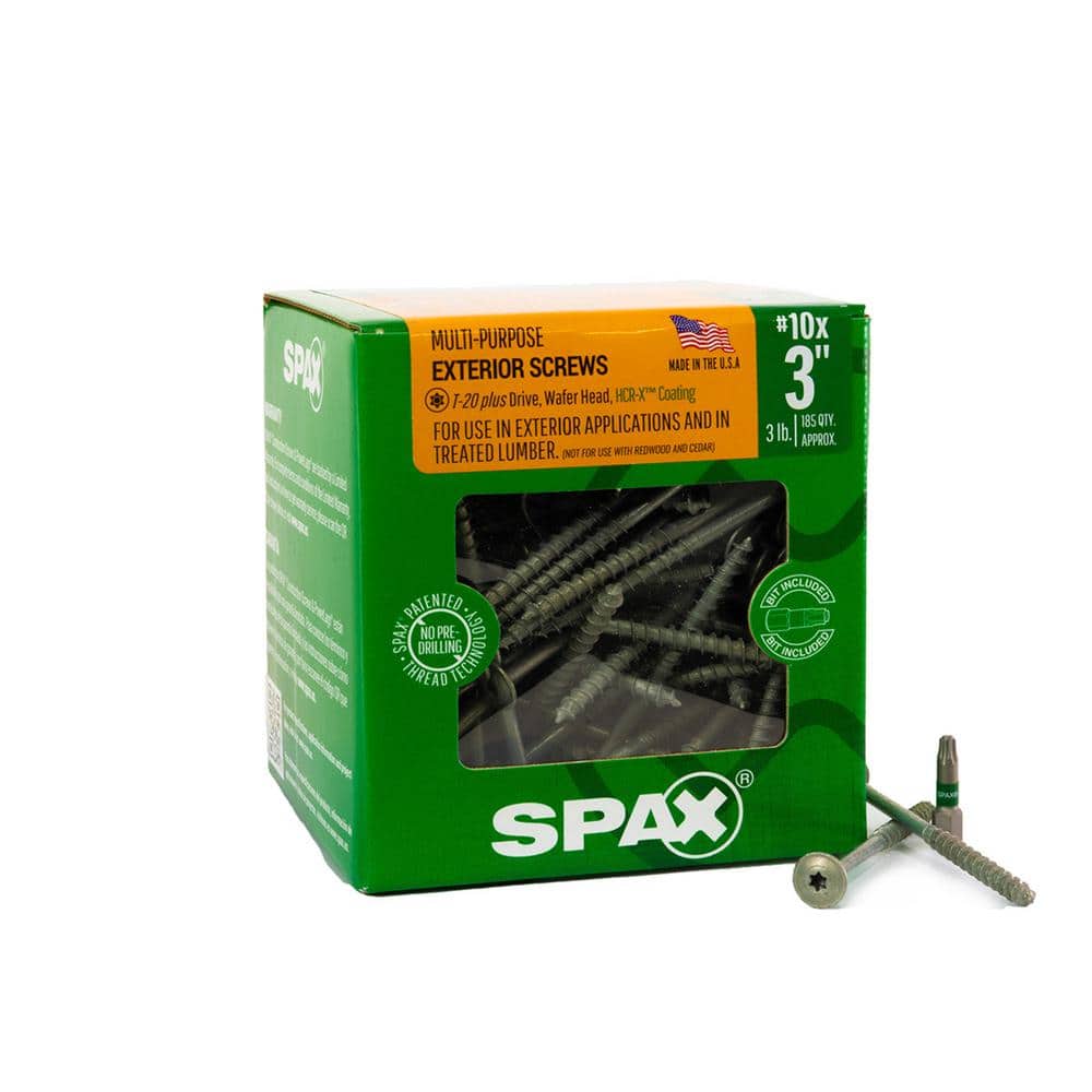 SPAX #10 x 3 in. Exterior Wafer Head Wood Screws Construction Torx T ...
