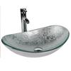 Flynama Bathroom Oval Glass Vessel Sink with Faucet in Silver LY ...