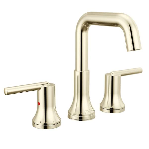 Delta Trinsic 8 in. Widespread Double Handle Bathroom Faucet in Polished Nickel 3554-PNMPU-DST ...