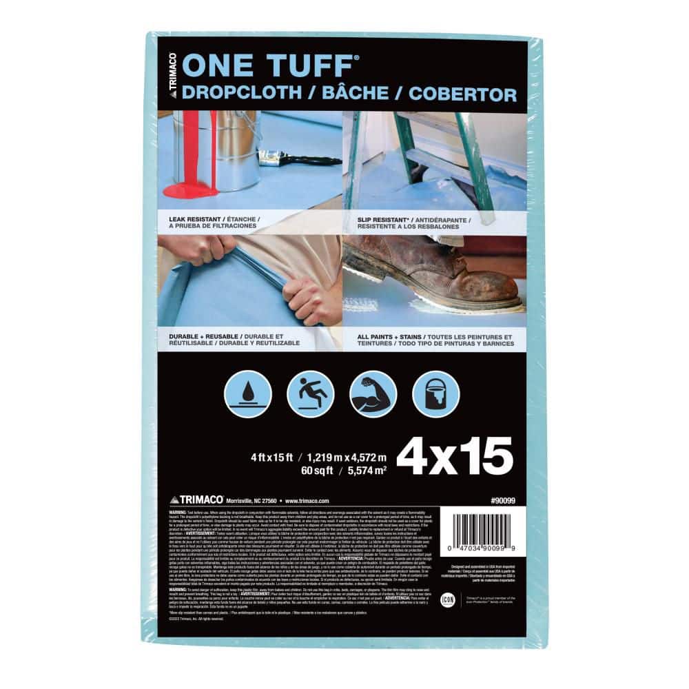 TRIMACO One Tuff 4 ft. x 15 ft. Professional Grade Drop Cloth 90099 ...