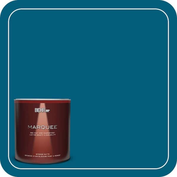 BEHR MARQUEE 1 qt. #MQ5-62 Blue Edge One-Coat Hide Matte Interior Paint ...