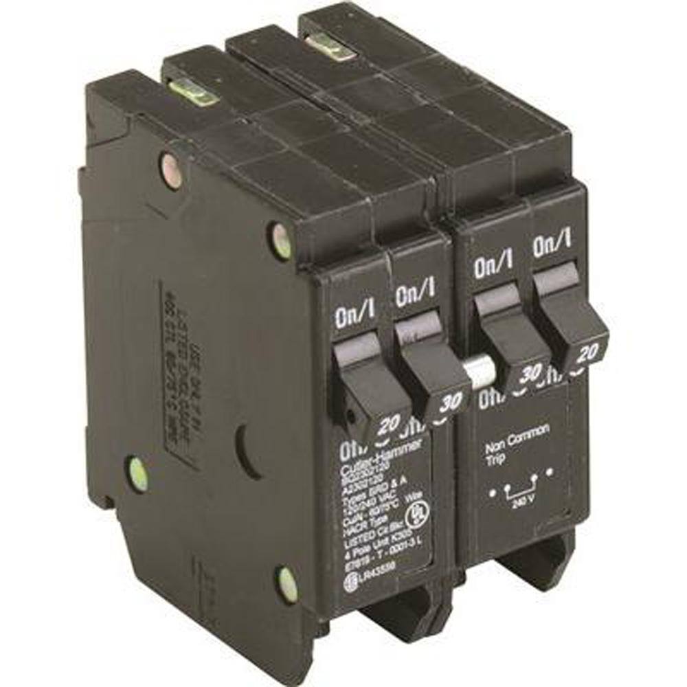 Eaton BR 1-30 Amp 2 Pole and 2-20 Amp 1 Pole BQC (Common Trip) Quad ...