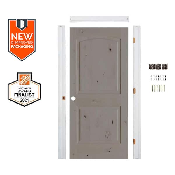 Krosswood Doors 36in.x80in. Knotty Alder Right-Hand Top Arch Grey Stain ...