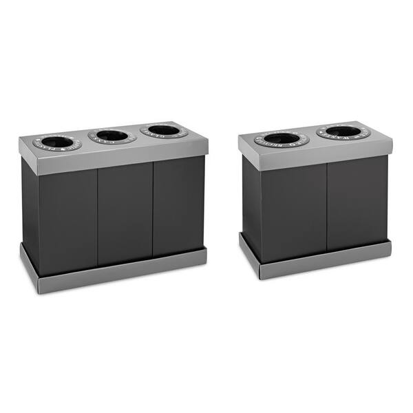 Alpine Industries 56 Gallon Black Corrugated Plastic 2-Compartment and ...