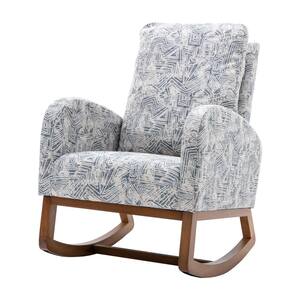 HOMEFUN Modern Upholstered Oyster Gray Fabric Padded Seat Rocking Chair ...