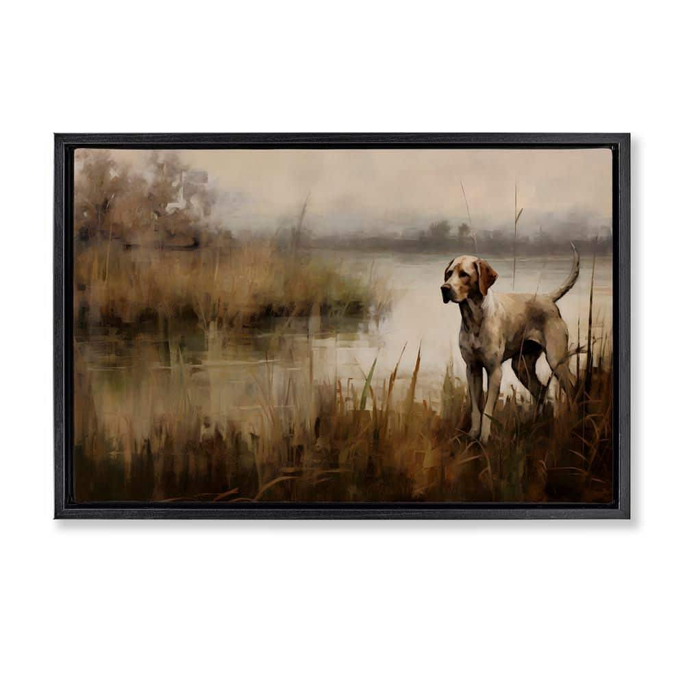 Stupell Industries Hunting Dog in Nature by Petal Prints Design Black ...