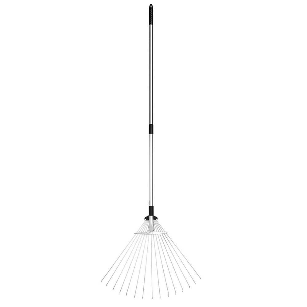 maocao hoom 63 in. Adjustable Garden Leaf Rake 15 Teeth Expanding ...