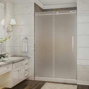 Aston Moselle 48 in. x 36 in. x 77.5 in. Completely Frameless Sliding Shower Door with Frosted ...