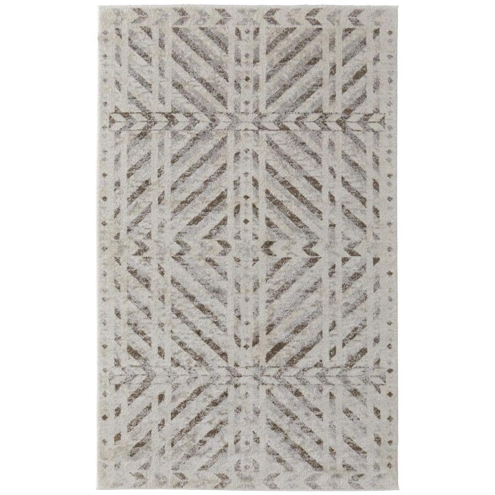 HomeRoots 5 ft. x 8 ft. Ivory, Brown Abstract Area Rug 2000567804 - The ...