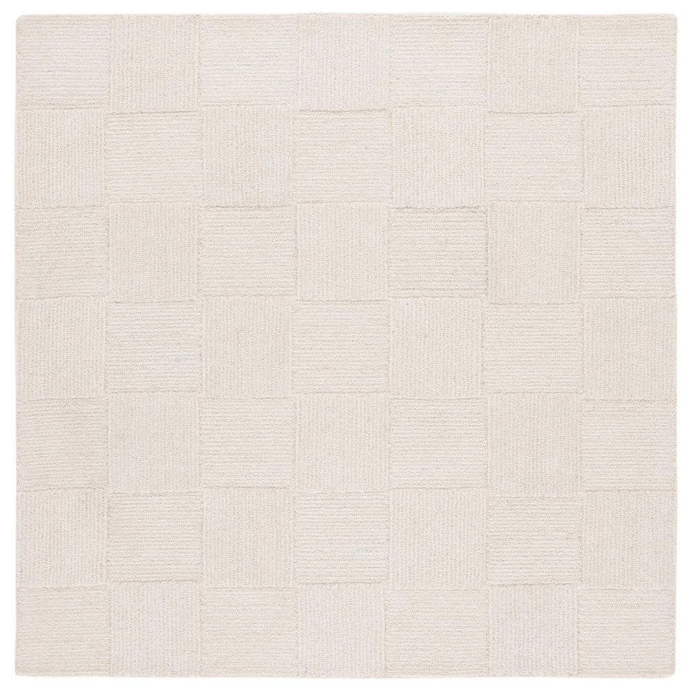 SAFAVIEH Mykonos 6 ft. x 6 ft. Ivory High-Low Isometric Square Area Rug ...