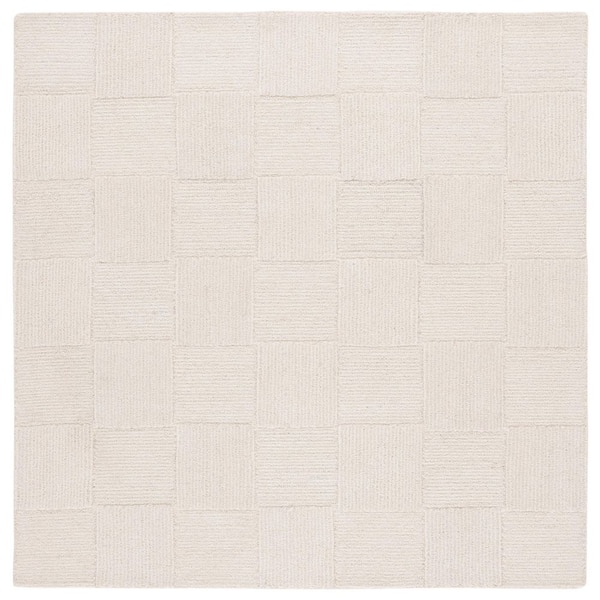 SAFAVIEH Mykonos 6 ft. x 6 ft. Ivory High-Low Isometric Square Area Rug ...