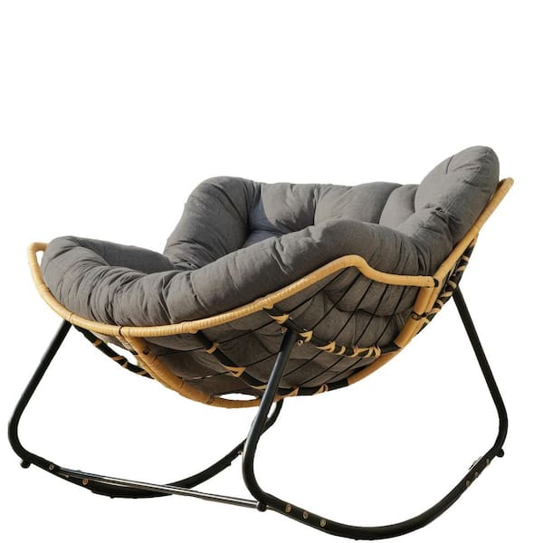 Tunearary Outdoor Patio Wicker Leisure Egg Shape Outdoor Rocking Chair ...