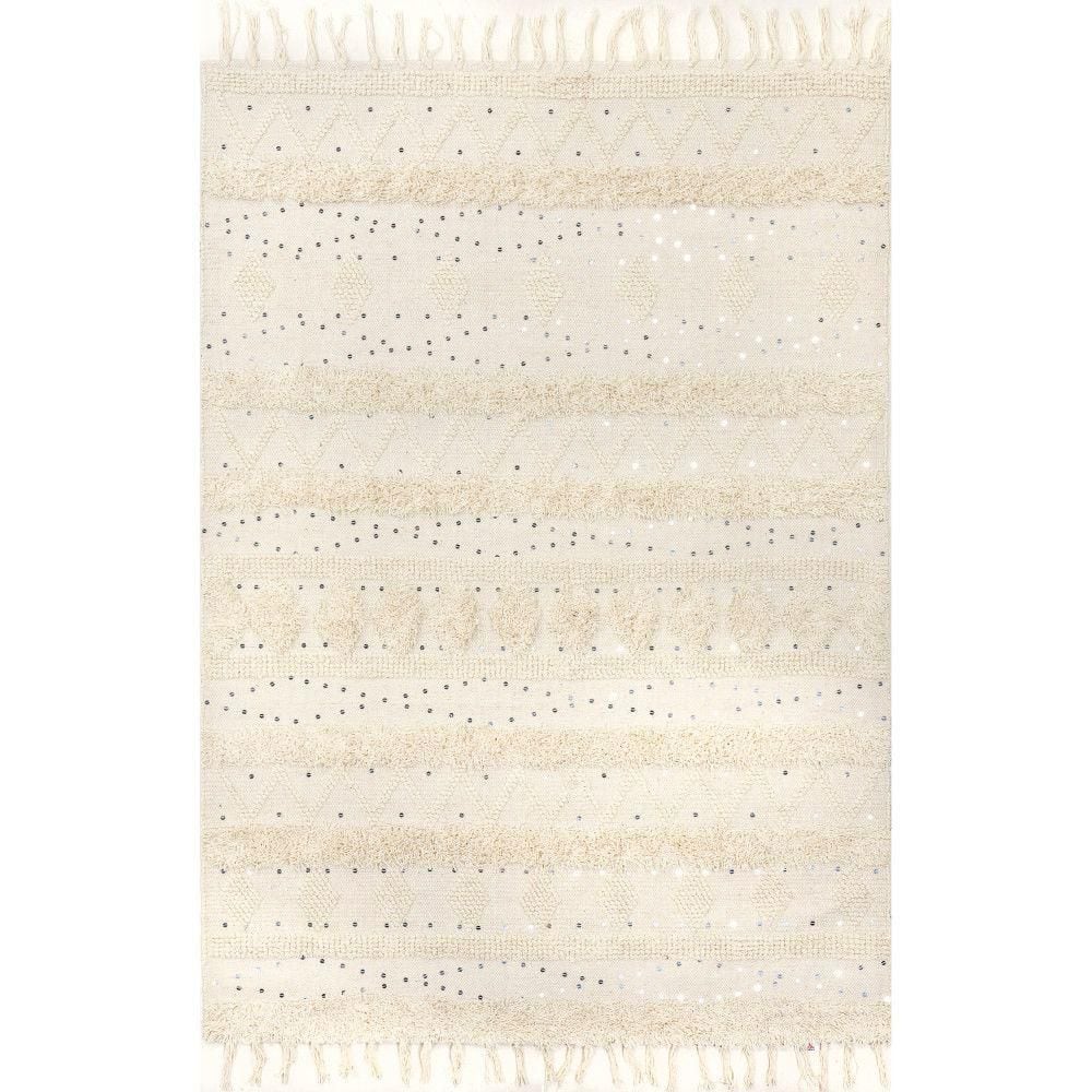 RUGS USA Chandy Textured Wool Cream 10 ft. x 14 ft. Indoor/Outdoor ...