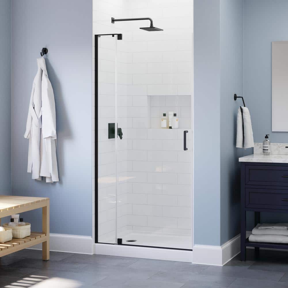 Delta Wilder 30 to 36 in. W x 71-3/4 in. H Frameless Pivoting Shower ...