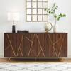Edwin's Choice Jaagruti Dark Walnut Wood 63 in. Sideboard with 3-Doors ...