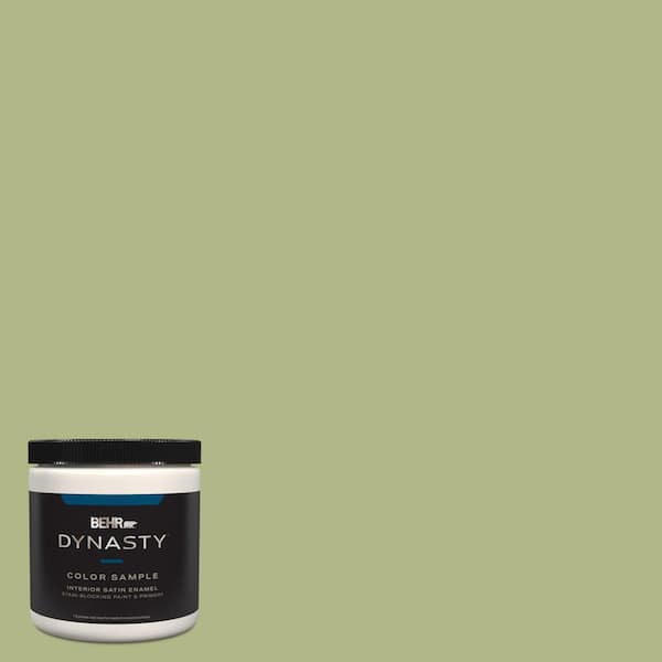 BEHR DYNASTY 8 oz. #PPU10-07 Lima Green One-Coat Hide Satin Enamel ...