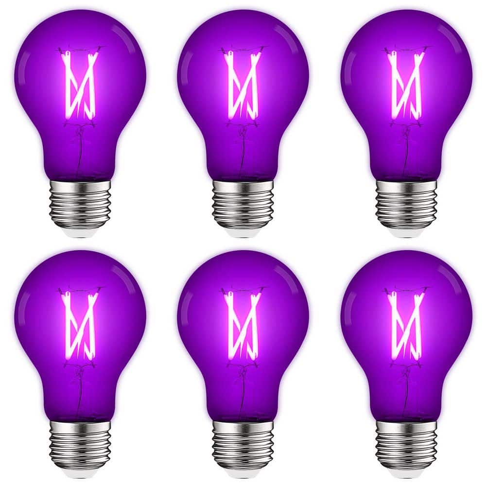 LUXRITE 60-Watt Equivalent A19 Edison LED Purple Light Bulb 4.5-Watt ...
