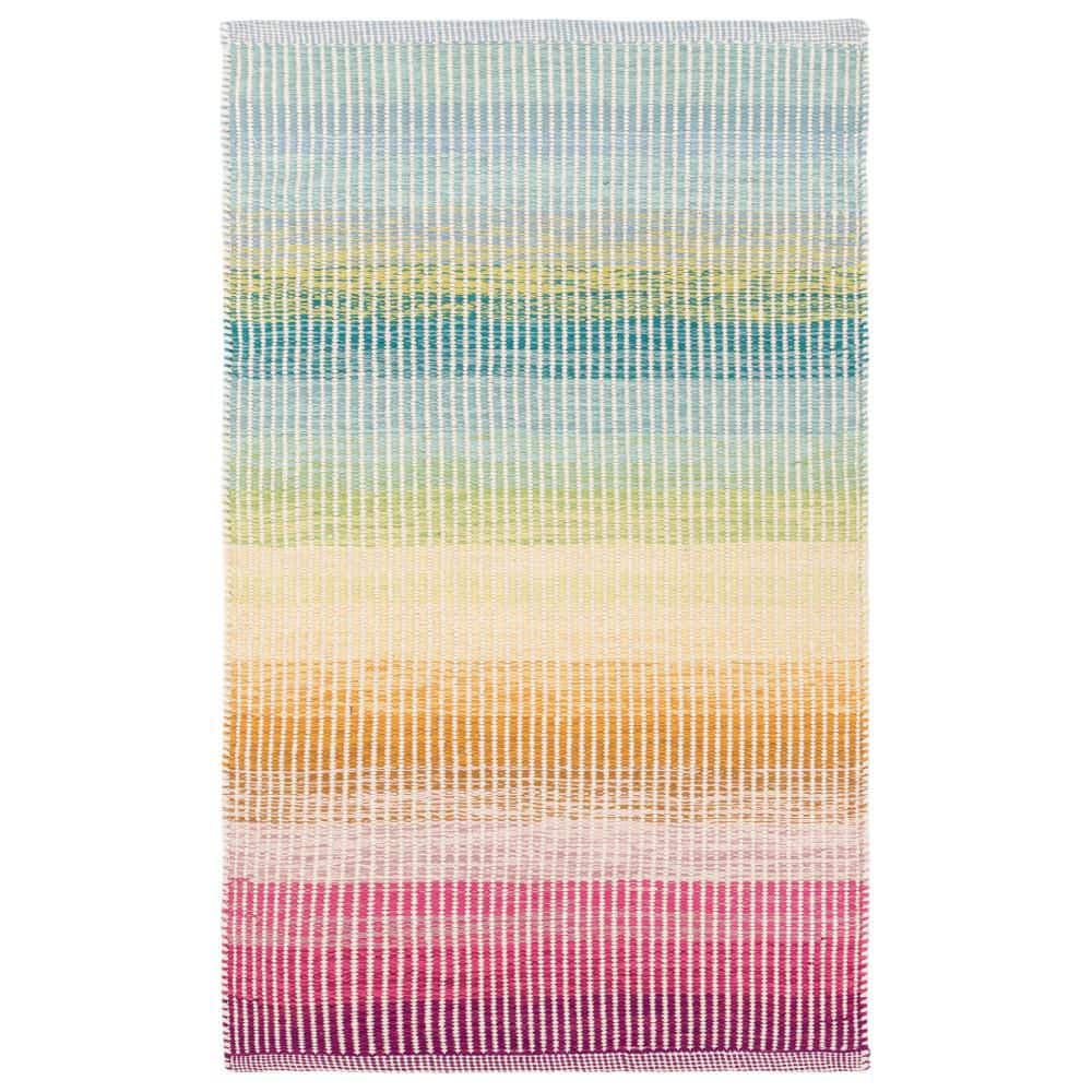 DASH & ALBERT Watercolor Horizon Handwoven Cotton Multi 6 ft. x 9 ft. Indoor Area Rug DA817-69 ...
