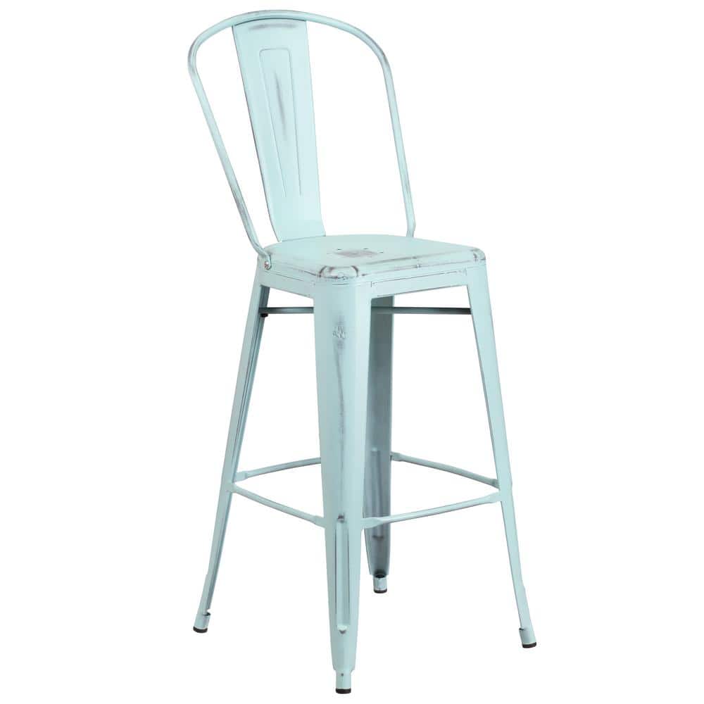 Flash Furniture 30 in. Dream Blue Metal Bar Stool ET353430DB - The Home ...