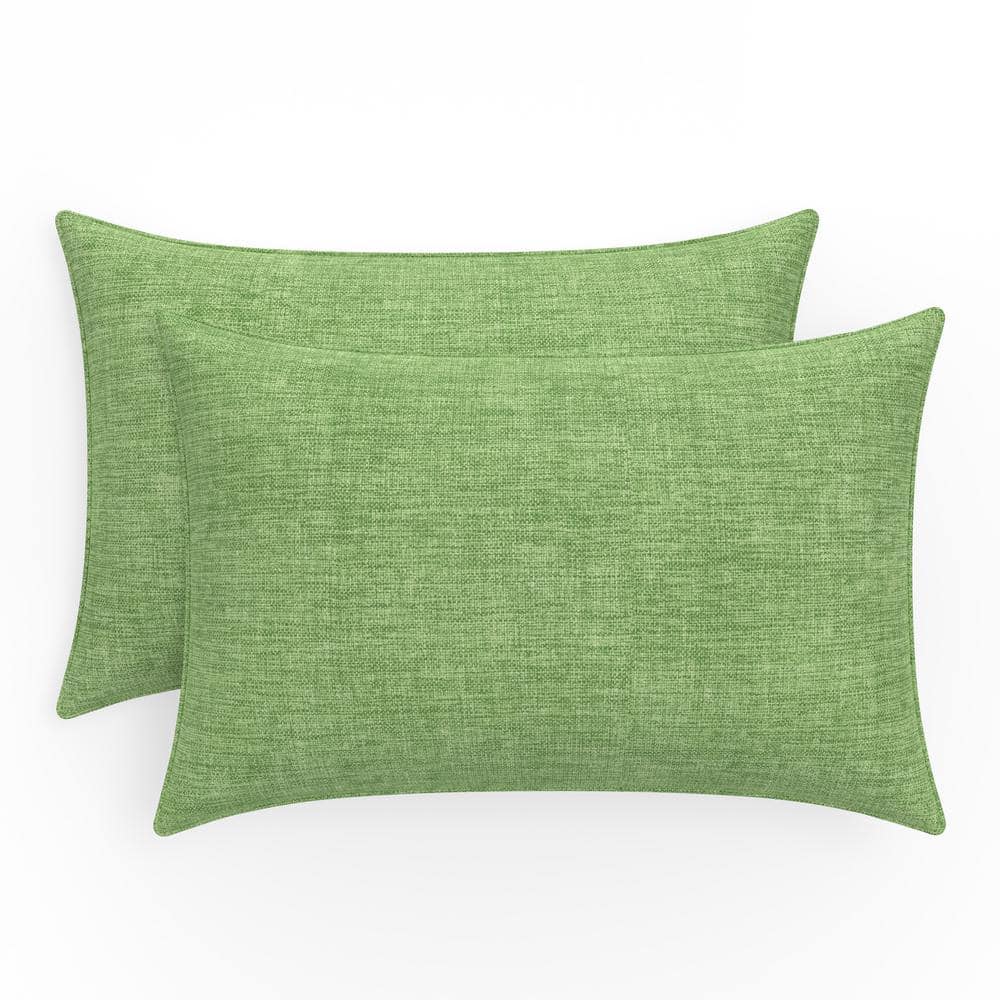 Pillow Perfect Solid Twill 18.5 in W x 5 in H Outdoor Lumbar Throw Pillows 2-Count in Splash ...
