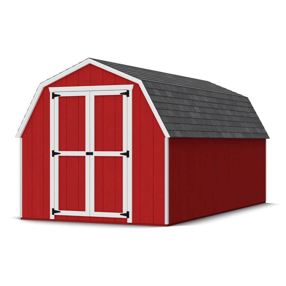 Little Cottage Co. Value Gambrel 8 ft. x 16 ft. Outdoor Wood Storage Shed Precut Kit with 4 ft ...