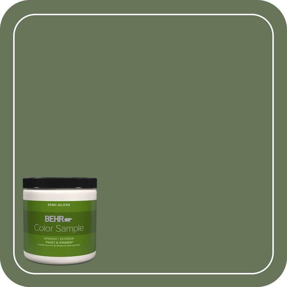 BEHR PREMIUM PLUS 8 oz. #PPU10-01 Scallion Semi-Gloss Interior/Exterior ...