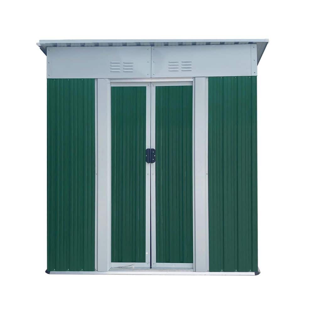 Clihome Green 5 ft. W x 3 ft. D Metal Garden Shed Patio Outdoor ...