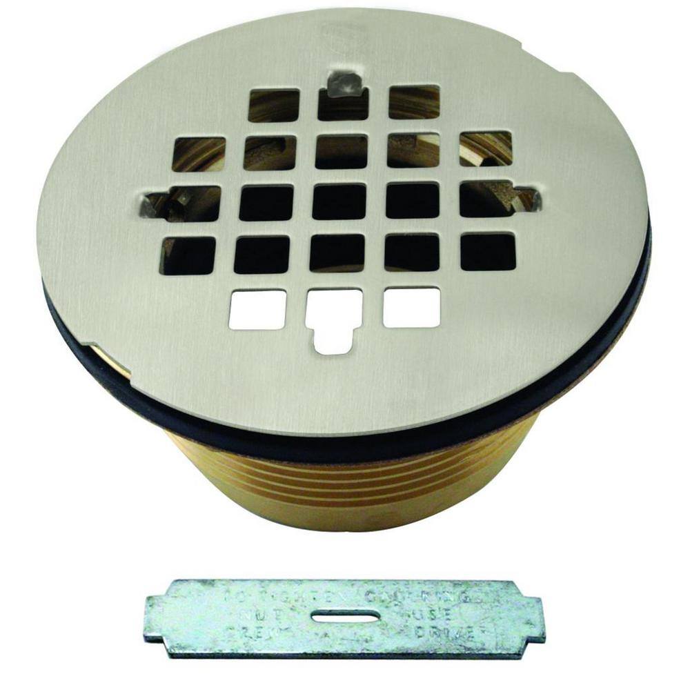 Westbrass 2 in. No-Caulk Brass Compression Shower Drain with 4-1/4 in ...
