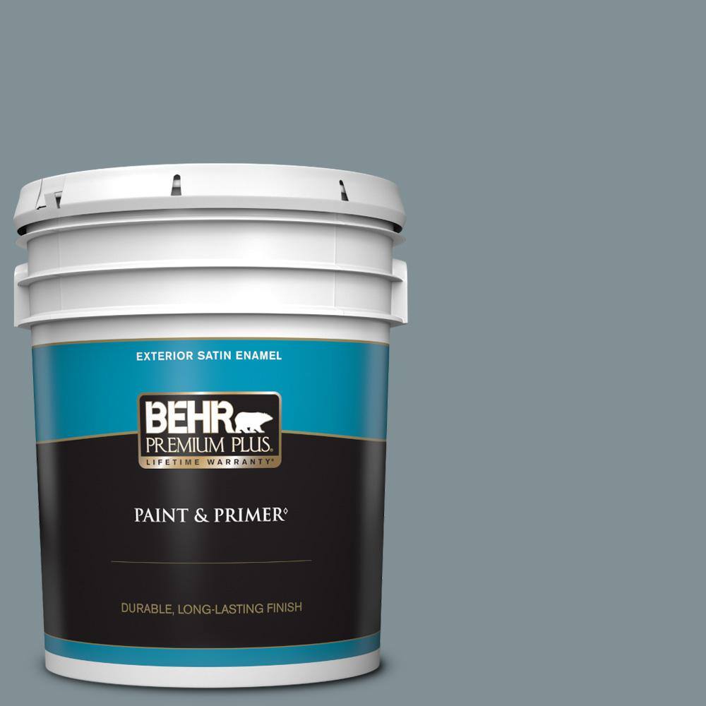 BEHR PREMIUM PLUS 5 gal. #740F-4 Dark Storm Cloud Satin Enamel Exterior ...