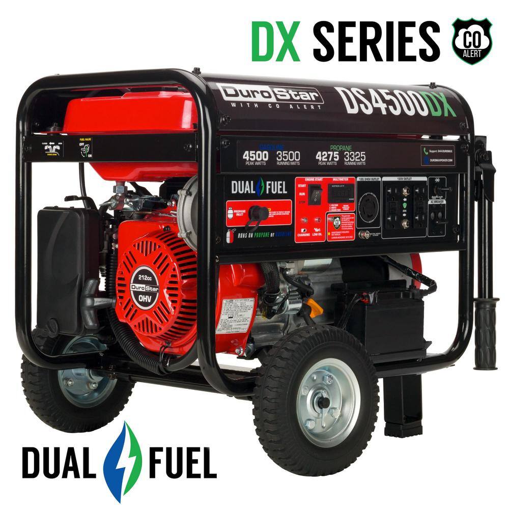 Durostar 4,500-Watt/3,500-Watt 210 cc Electric Start Dual Fuel Portable ...