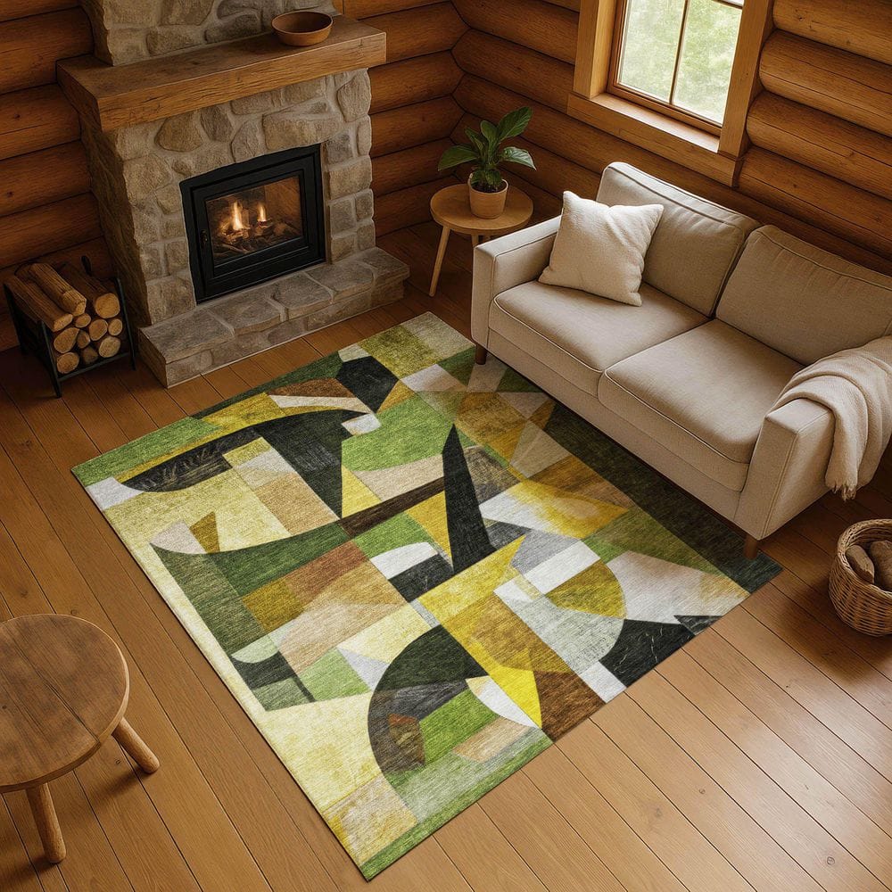 Addison Rugs Mayfield Premium Machine Washable Abstract AMF1757 Green 3 ...
