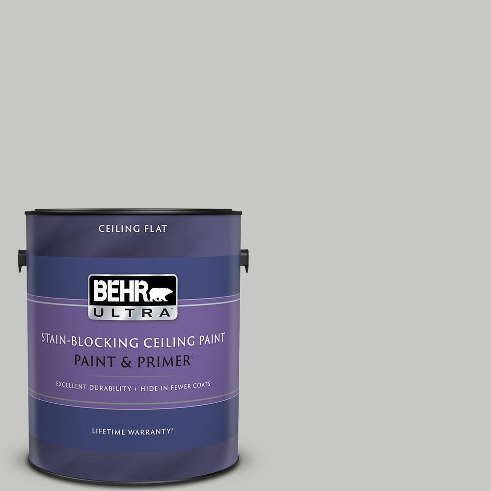 BEHR ULTRA 1 gal. #MQ2-59 Silver City Ceiling Flat Interior Paint and ...