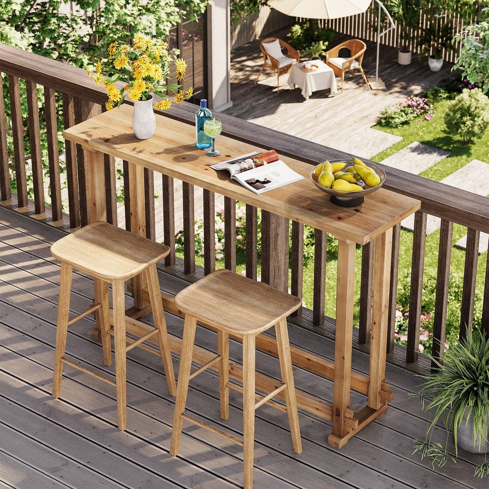 BYBLIGHT Kearsten 39.4 in. H Narrow Rectangle Bar Table with Foot Rest ...