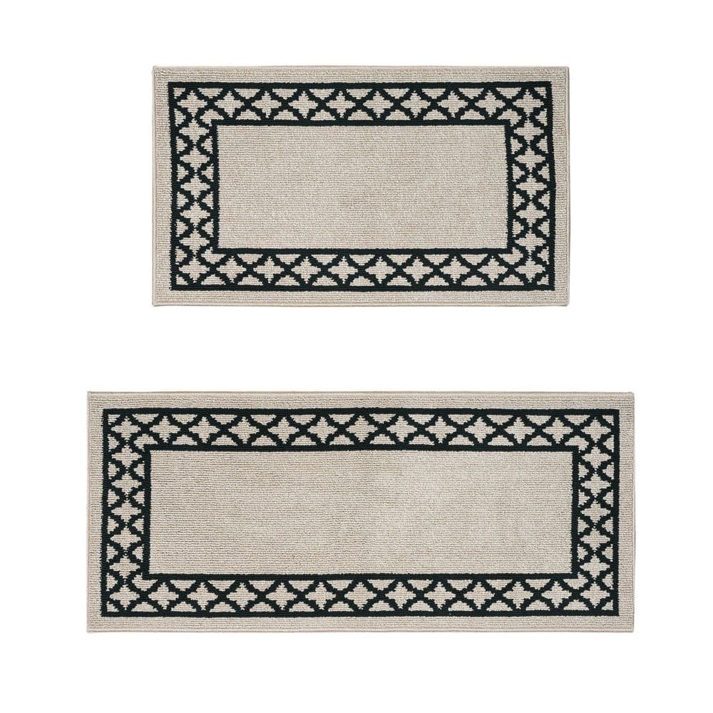 Nautica Washable Skid Resistant Natural Twist/Black 2.2 ft. x 4 ft. / 2 ...