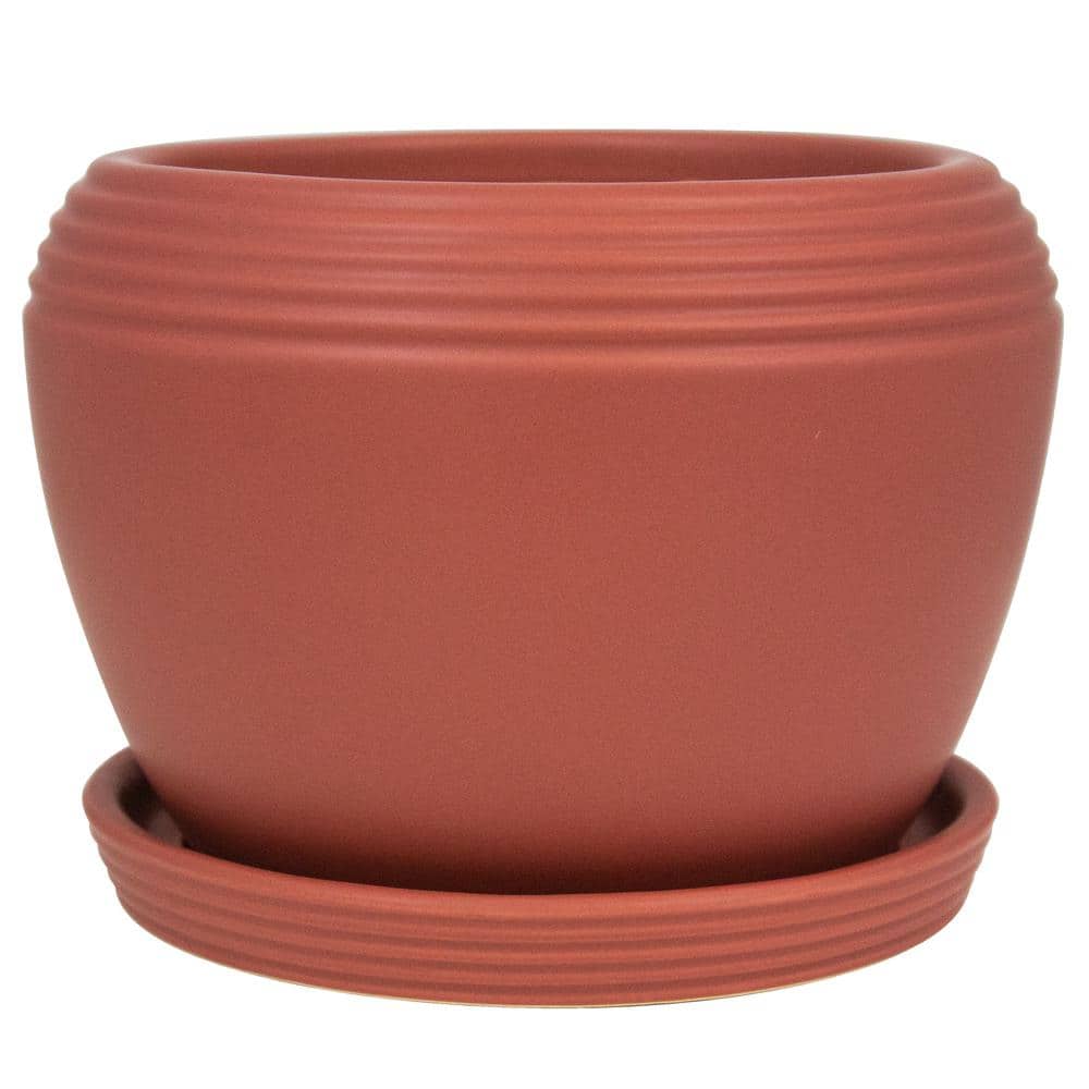 Trendspot 8 in. Faye Brick Red Ceramic Planter ECR01876S-08R - The Home ...