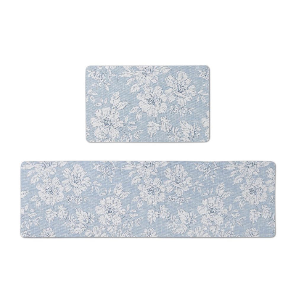Laura Ashley Blue Iris Floral 17.5 in. x 60 in. /17.5 in. x 28 in. Anti ...
