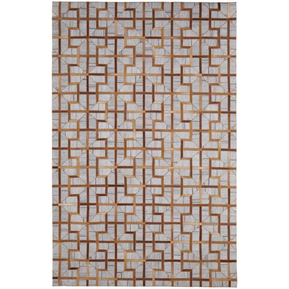 HomeRoots Tan and Brown Geometric 8 ft. x 11 ft. Area Rug 2000511809 ...