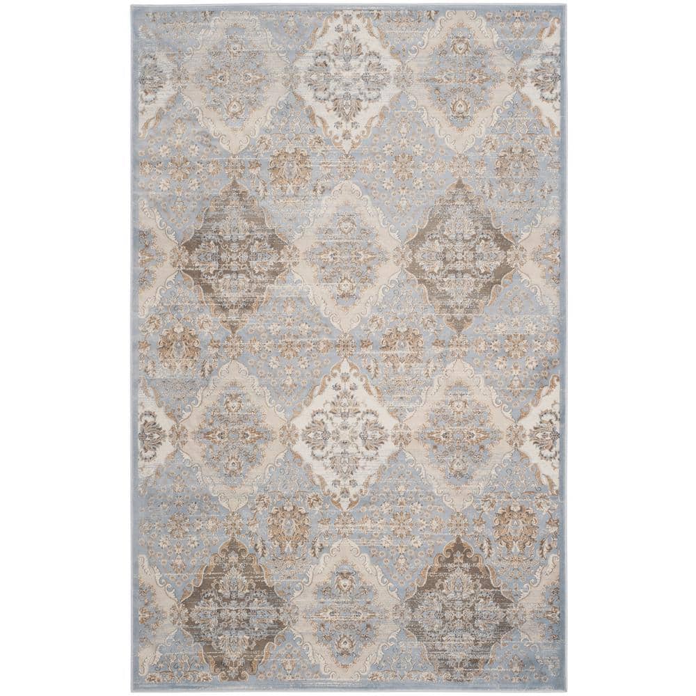 SAFAVIEH Vintage Light Blue/Ivory 7 ft. x 9 ft. Floral Area Rug VTG572L ...