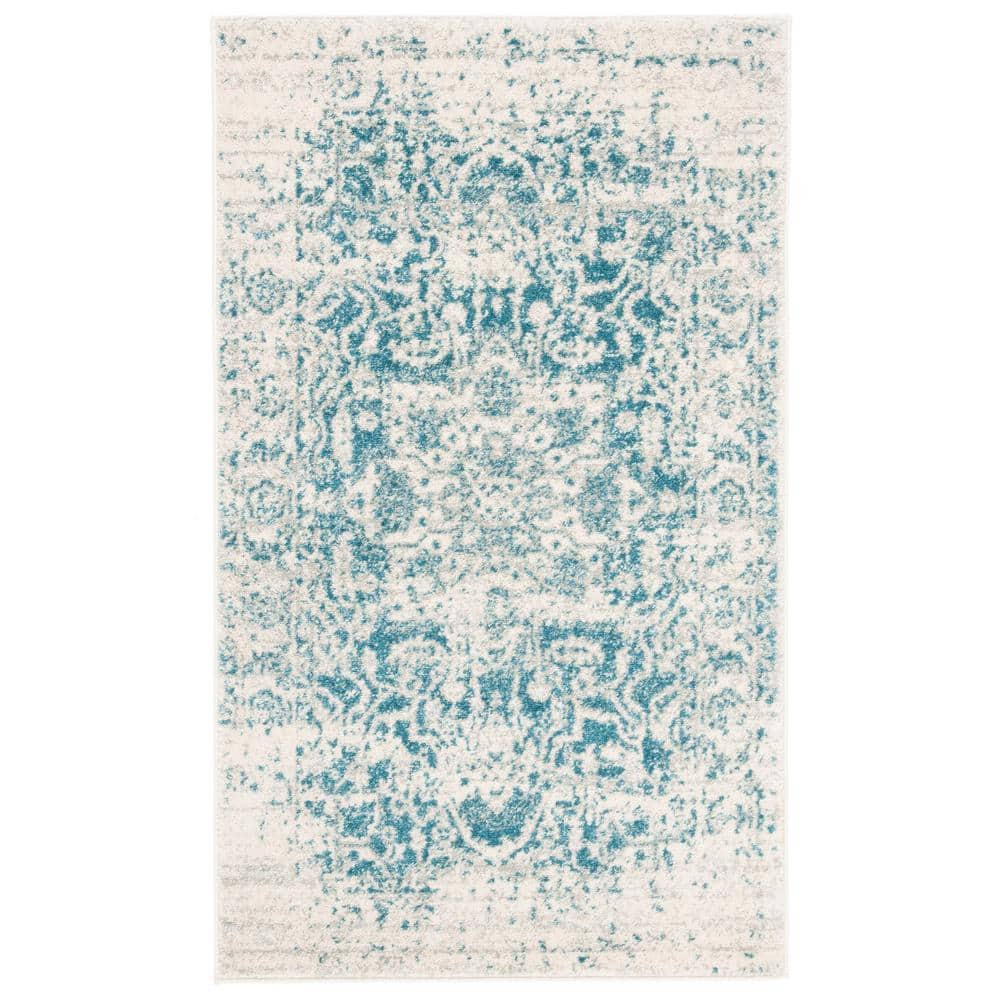 SAFAVIEH Madison Teal/Ivory 2 ft. x 4 ft. Distressed Border Area Rug ...