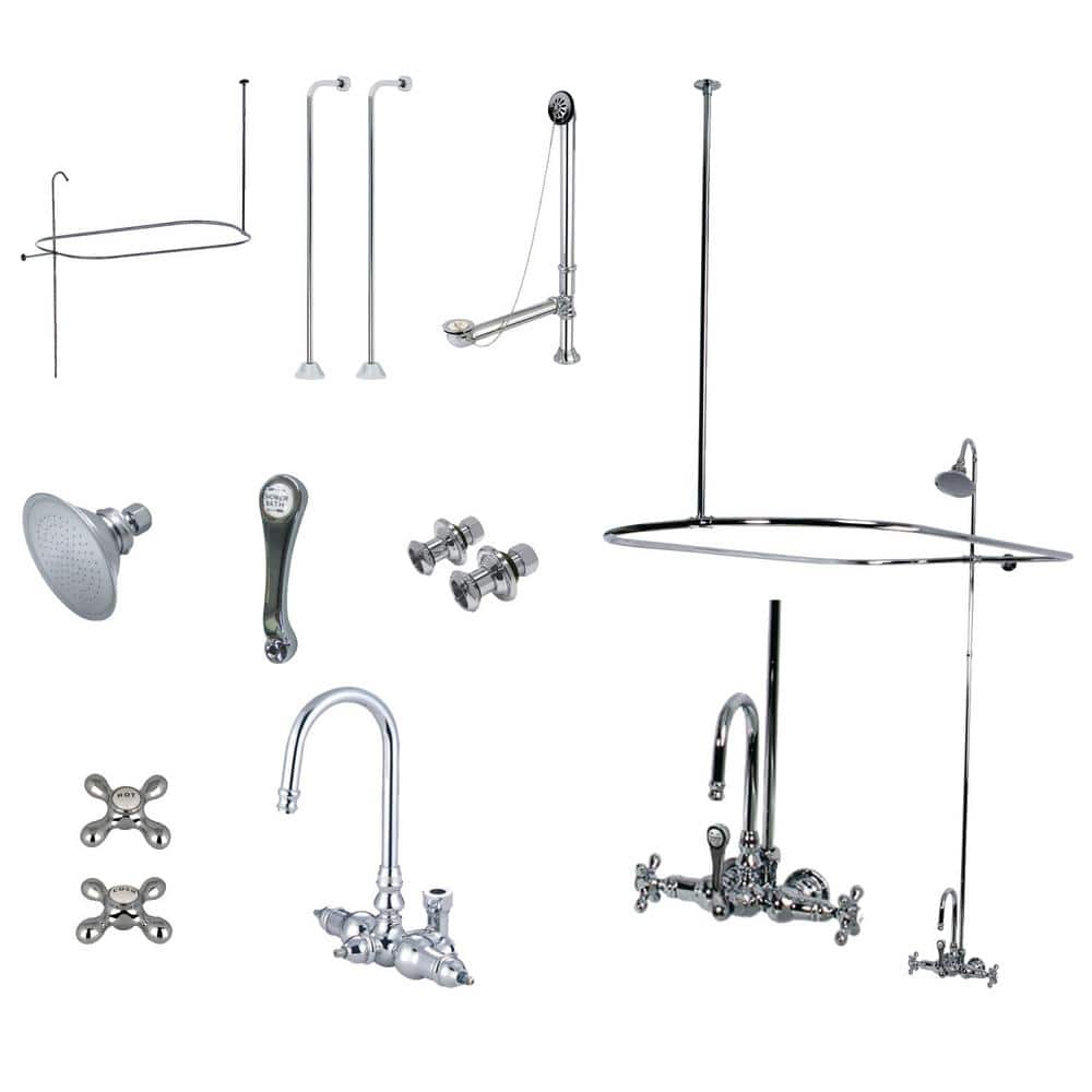 Kingston Brass Vintage 3 Handle Claw Foot Tub Faucet Package With kingston-brass-vintage-3-handle-claw-foot-tub-faucet-package-with
