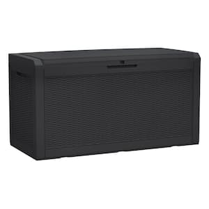 BTMWAY 130 Gal. Black Upgraded Resin Deck Box, Outdoor Storage Box ...