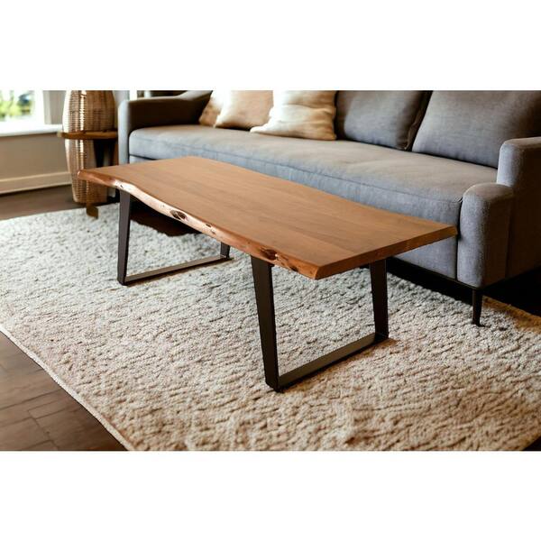 HomeRoots Mariana 54 in. Brown Rectangle Wood Coffee Table 2000523613 ...