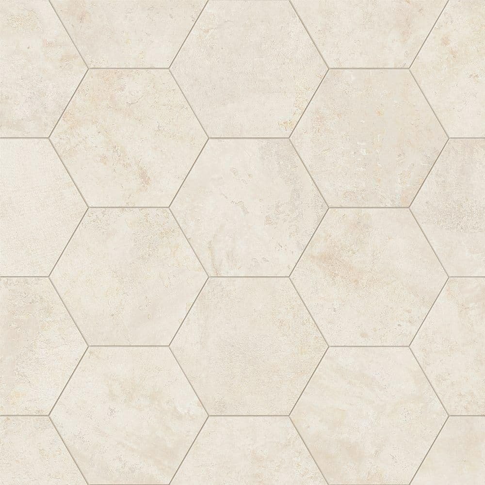 Corso Italia Hexagon Ivory Matte 8.5 in. x 10 in. Stone Look Porcelain ...