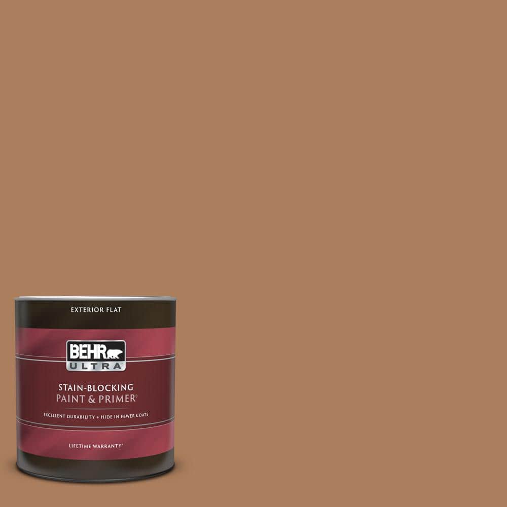 BEHR ULTRA 1 qt. #S230-6 Burnt Toffee Flat Exterior Paint & Primer ...