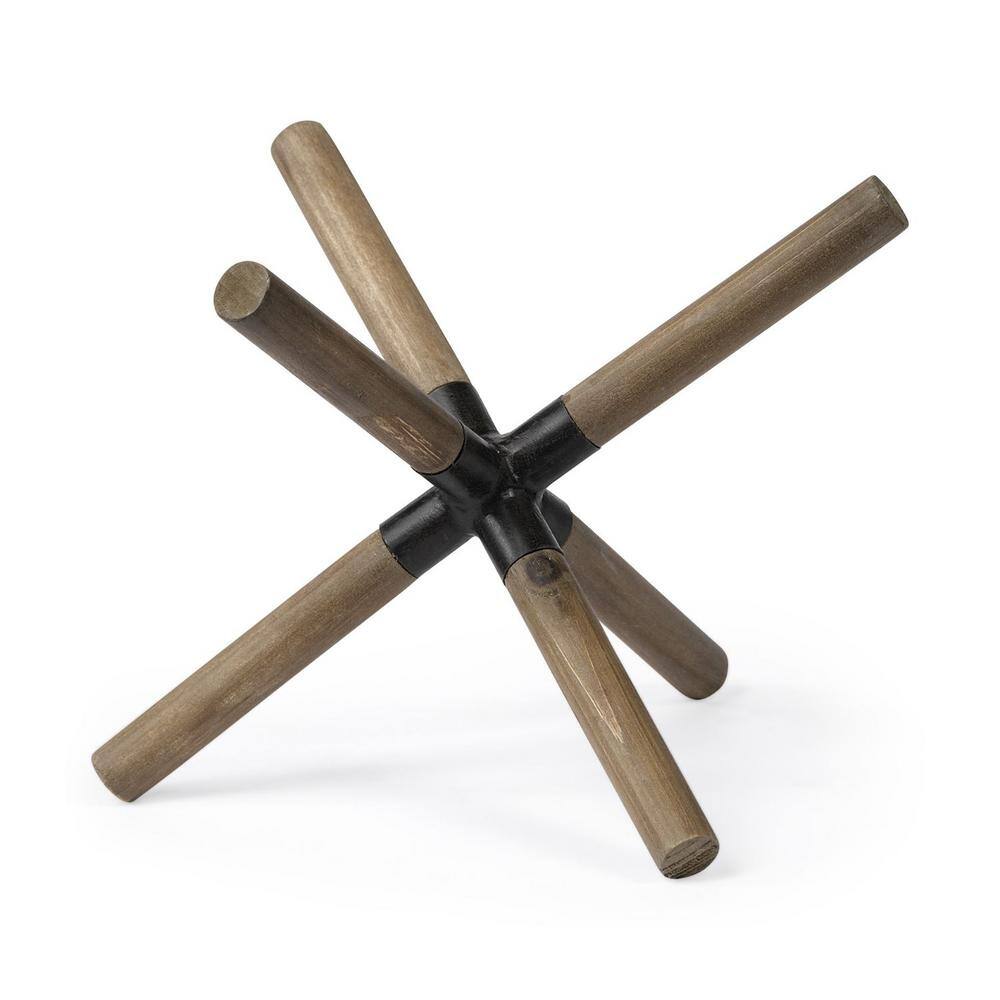 HomeRoots 6 in. Brown Wood and Metal Jack Shaped Decor Piece 2000392490 ...