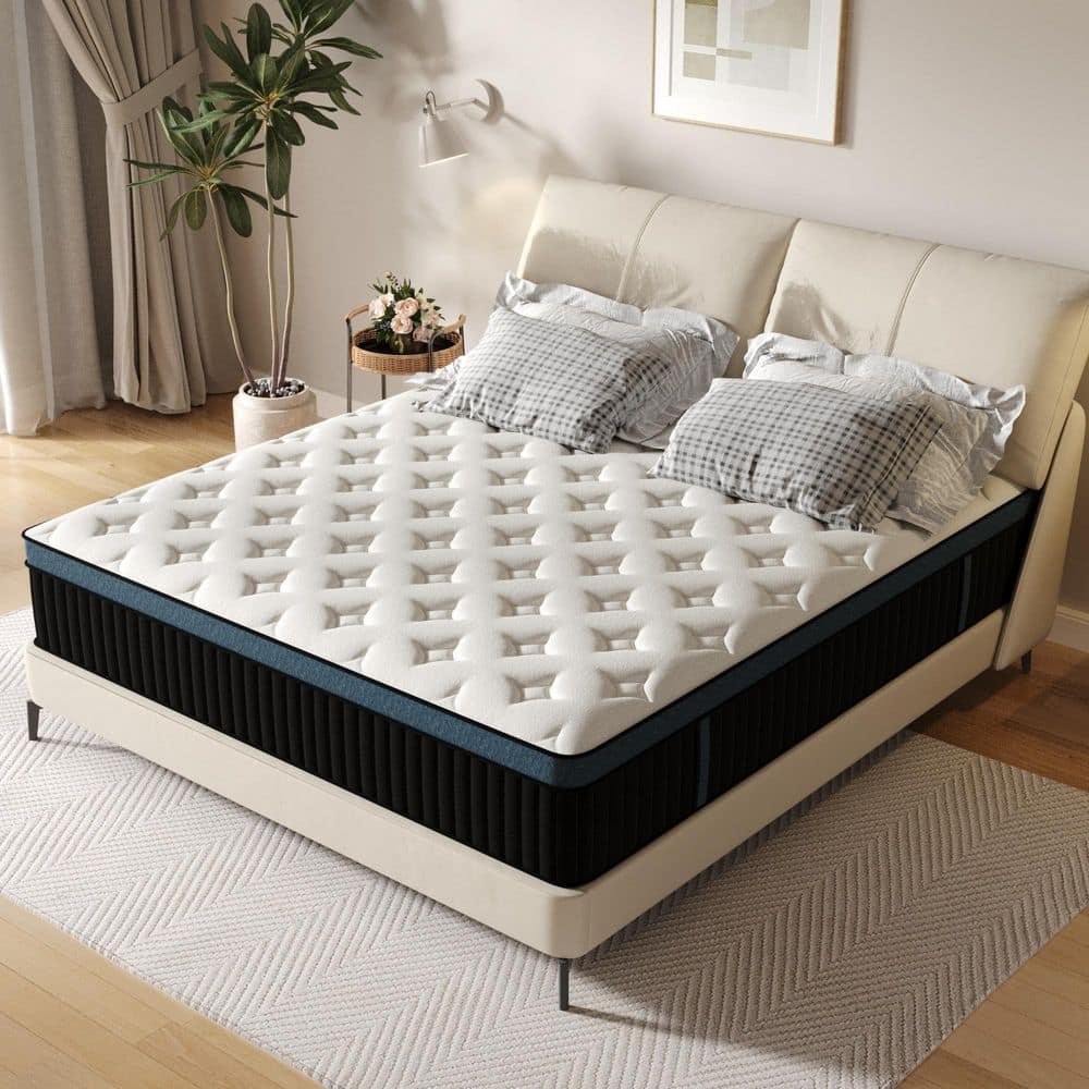 Queen Medium Pocket Spring Hybrid 14 in. Bed-in-a-Box Mattress HD-Aria ...