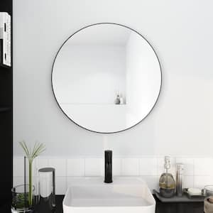 27.5 in. W x 27.5 in. H Round Metal Framed Wall-mounted Bathroom Vanity ...