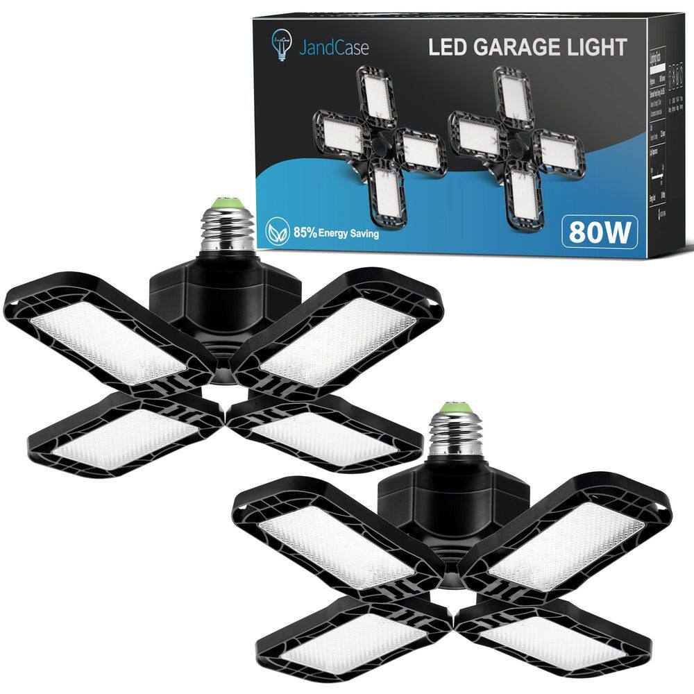 YANSUN 80-Watt Black Deformable LED Adjustable Garage Light Semi-Flush ...